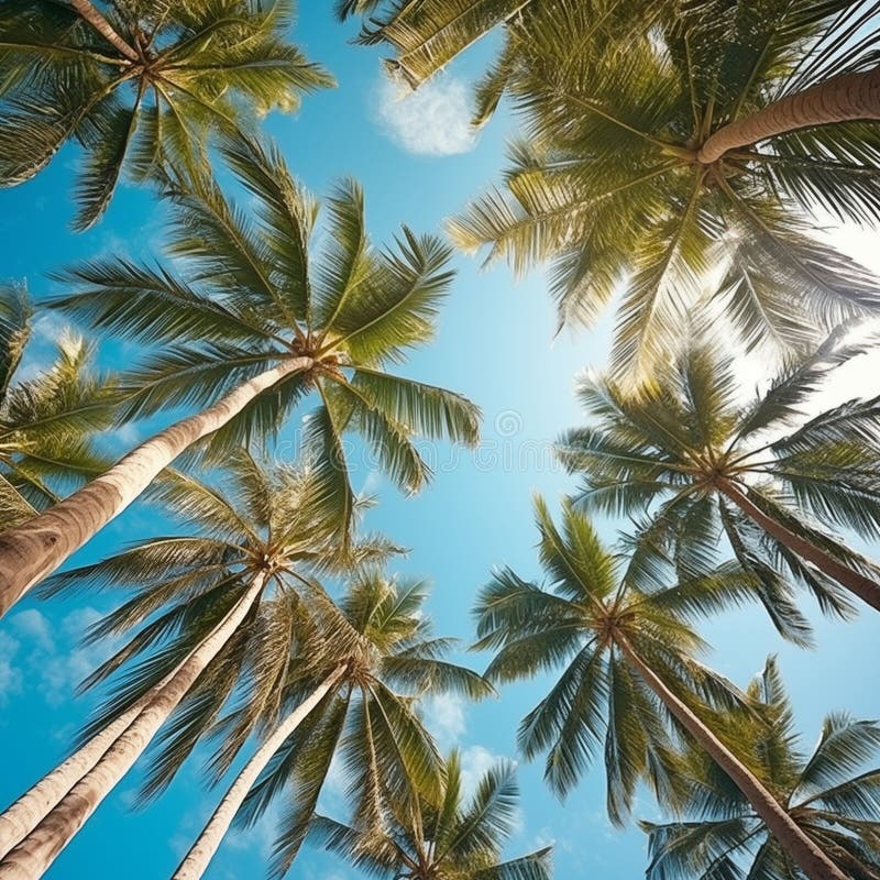 Coconut Palm Tree Leaves and Blue Sky Stock Image - Image of coconut ...