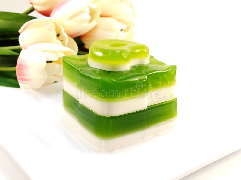 Coconut and Pandan Jelly Thai Sweet Dessert Stock Image - Image of ...
