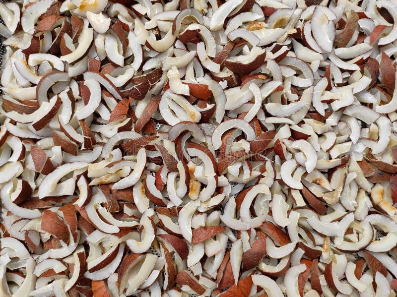 Coconut Pieces or Copra Dried in the Sun Stock Photo - Image of pieces ...
