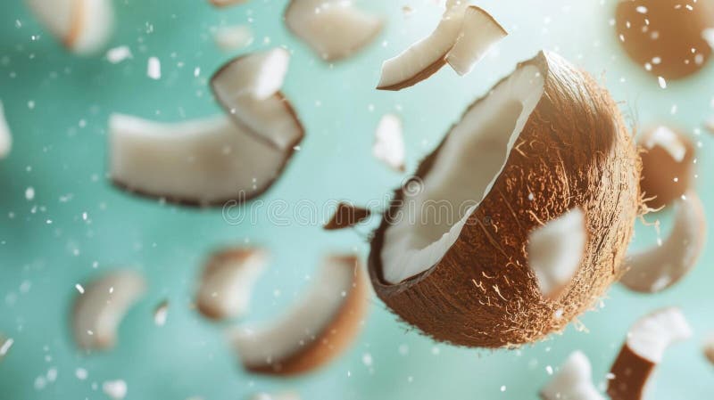 Coconut Pieces Falling, a Tropical Delight Stock Illustration ...