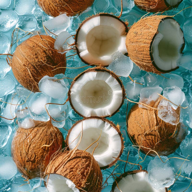 Coconut Pieces on Ice stock photo. Image of fruit, brown - 317723066