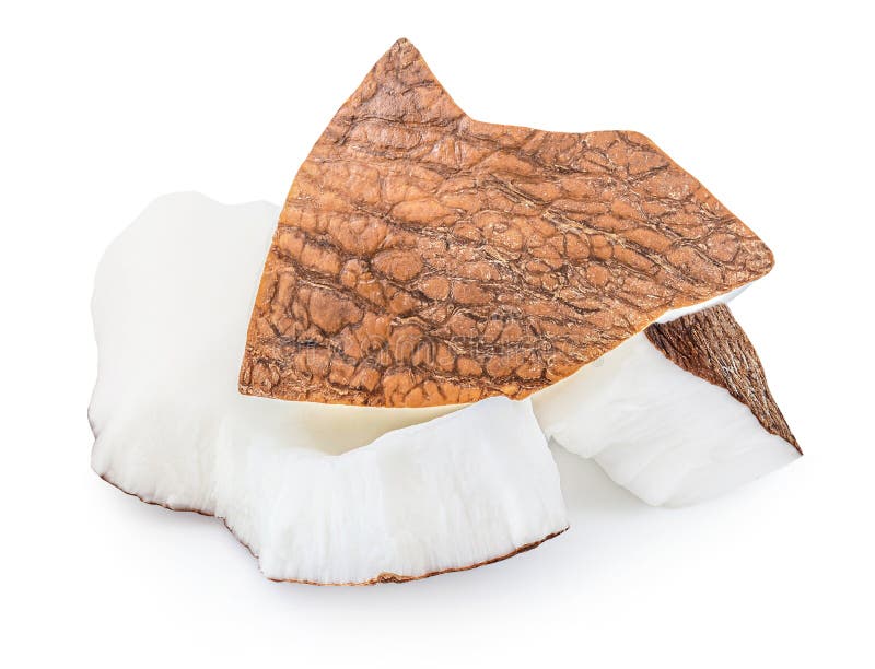 Coconut Pieces Isolated on White. Tropical Coconut Fruit Slices Close ...