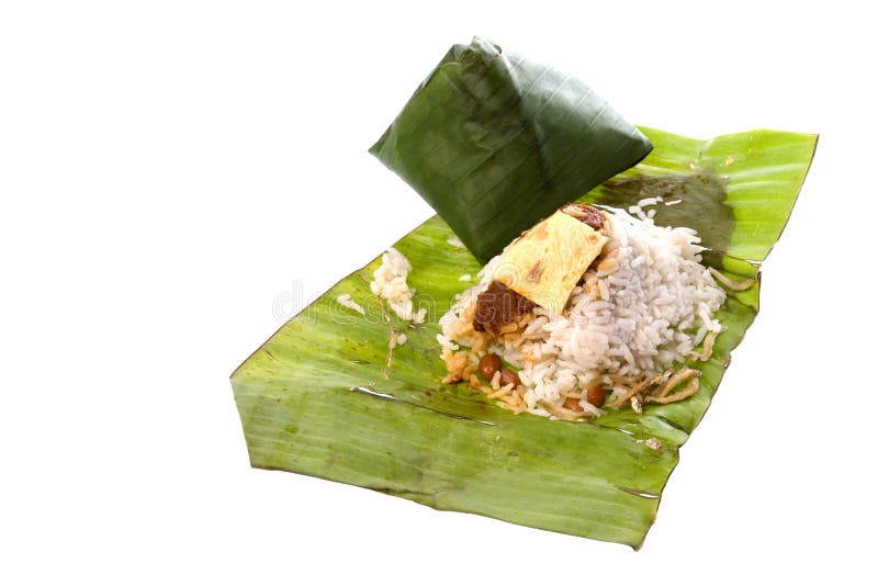 Coconut Rice in Banana Leaf Stock Photo - Image of traditional, lemak ...