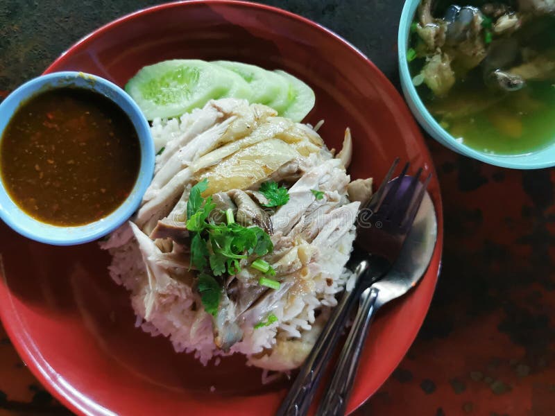 Coconut Rice with Stream Chicken Stock Image - Image of rice ...