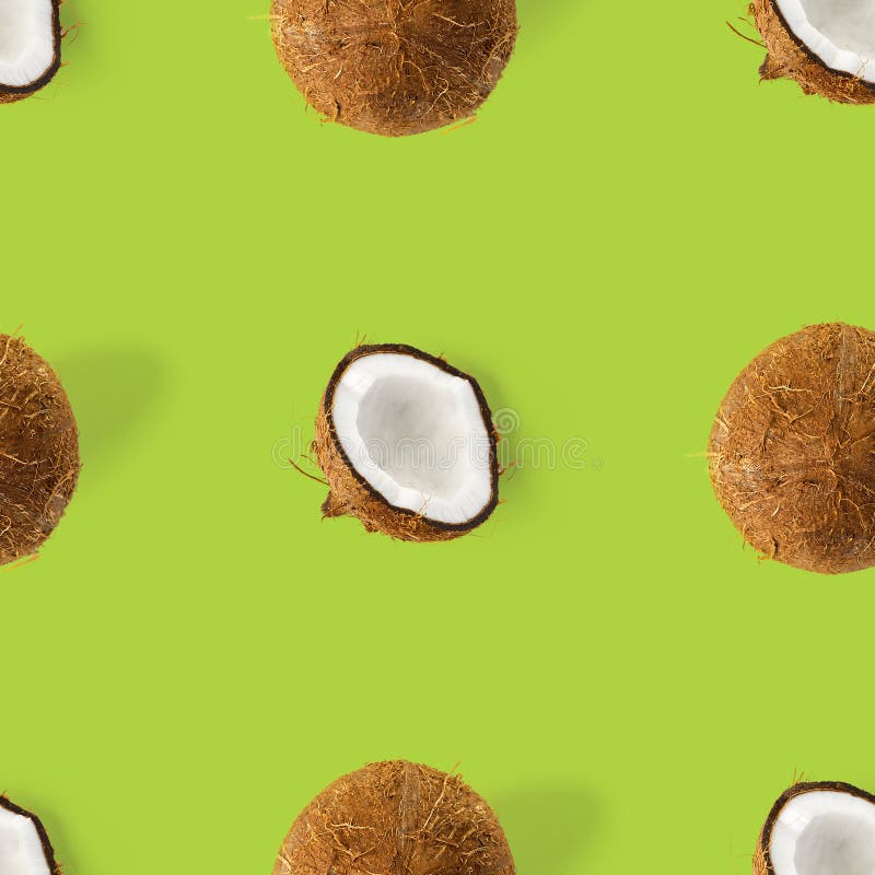 Coconut Seamless Pattern. Tropical Abstract Background with Isolated ...