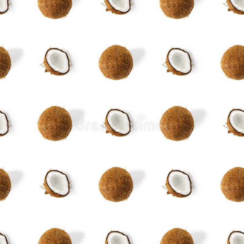 Coconut Seamless Pattern. Tropical Abstract Background with Isolated ...