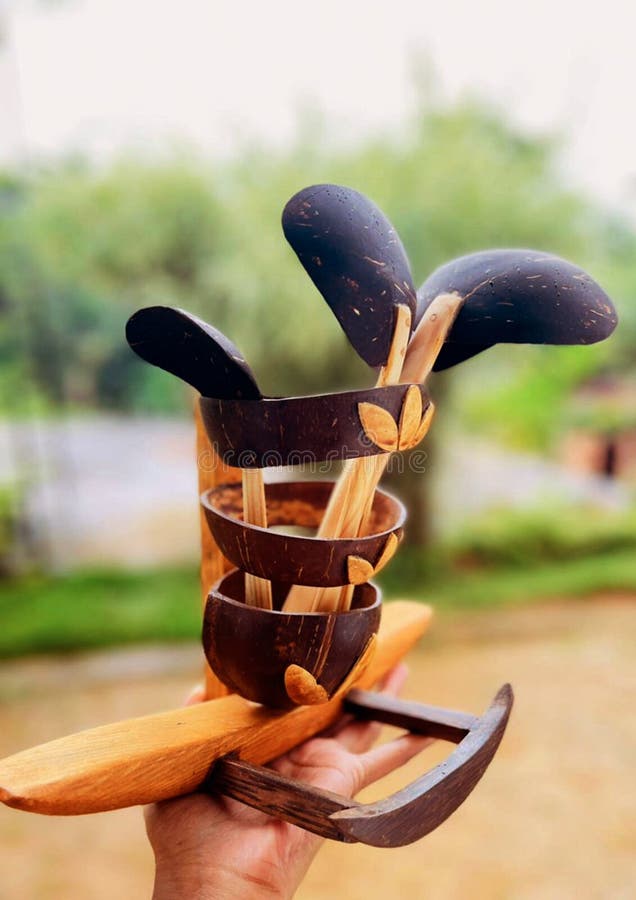 Coconut shell creations stock image. Image of coconut - 278572619