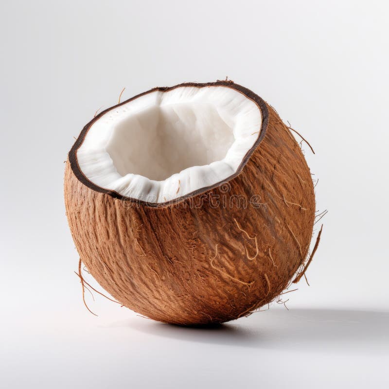 Detailed Composition Photography of Half-opened Coconut on Grey ...