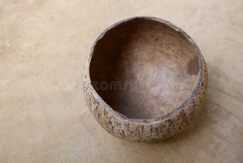 Coconut Shell Halves are Placed on the Ground. Stock Image - Image of ...