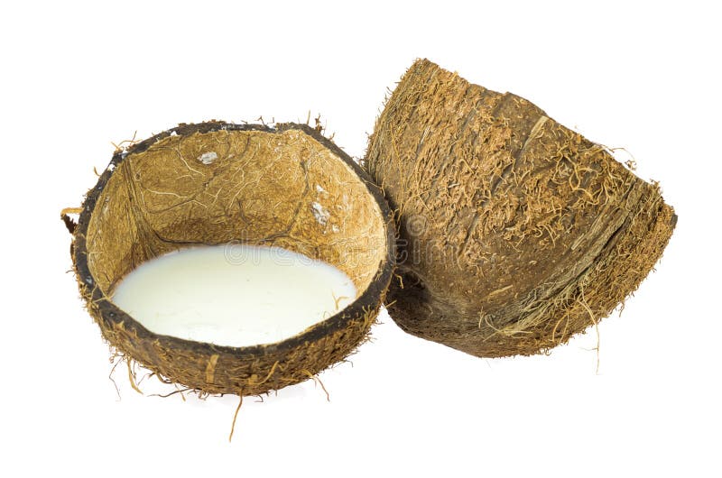 Coconut Shell Isolated on White Stock Photo - Image of drink, details ...