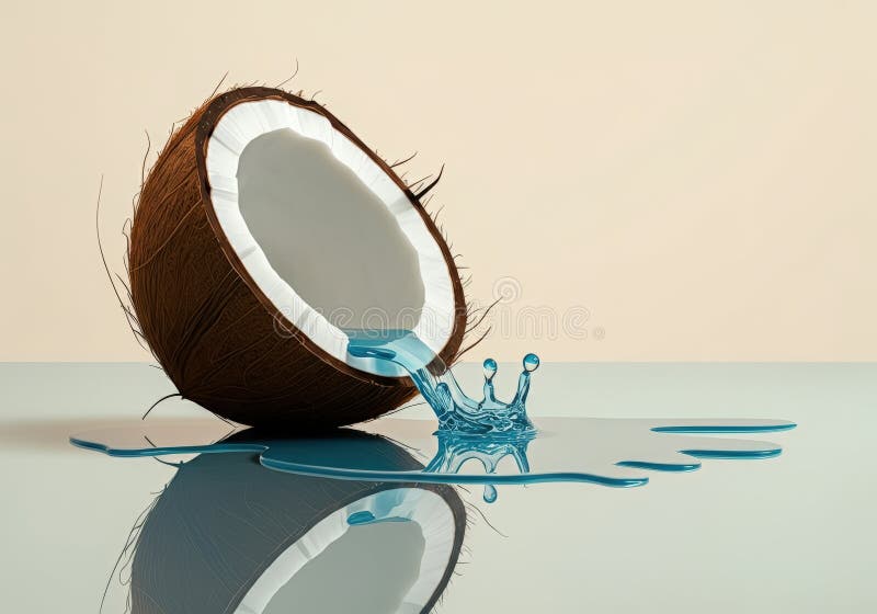 Coconut Shell Spilling Blue Liquid, Creating a Splash Effect Stock ...