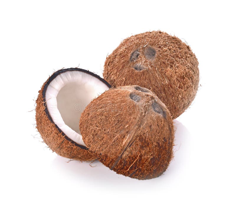 Coconut Shell on White Background Stock Photo - Image of drink, milk ...