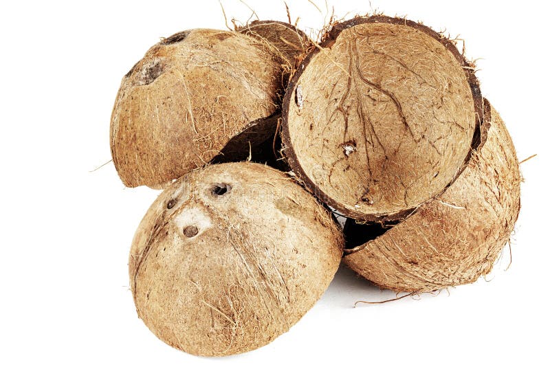 Coconut Shell on White Background Stock Photo - Image of drink, blank ...