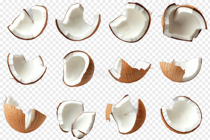 Coconut shells set stock photo. Illustration of delicious - 341489504