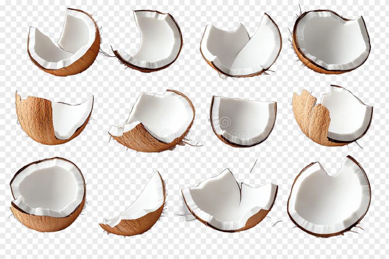 Coconut shells set stock image. Illustration of milk - 341489505
