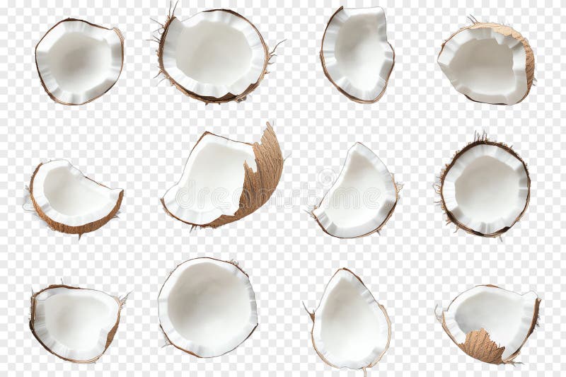 Coconut shells set stock photo. Illustration of composition - 341489512