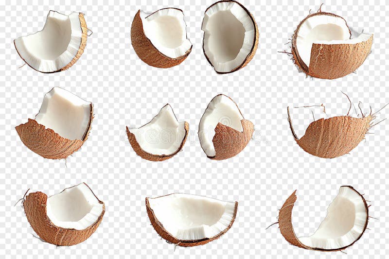 Coconut shells set stock photo. Illustration of white - 341489516