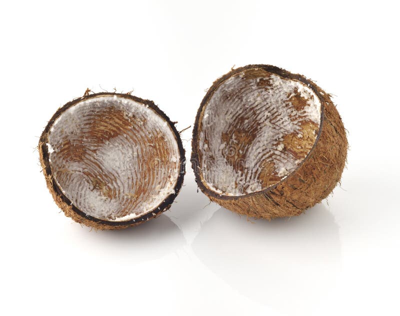 Coconut Shells on White Background Stock Image - Image of asia, fruit ...