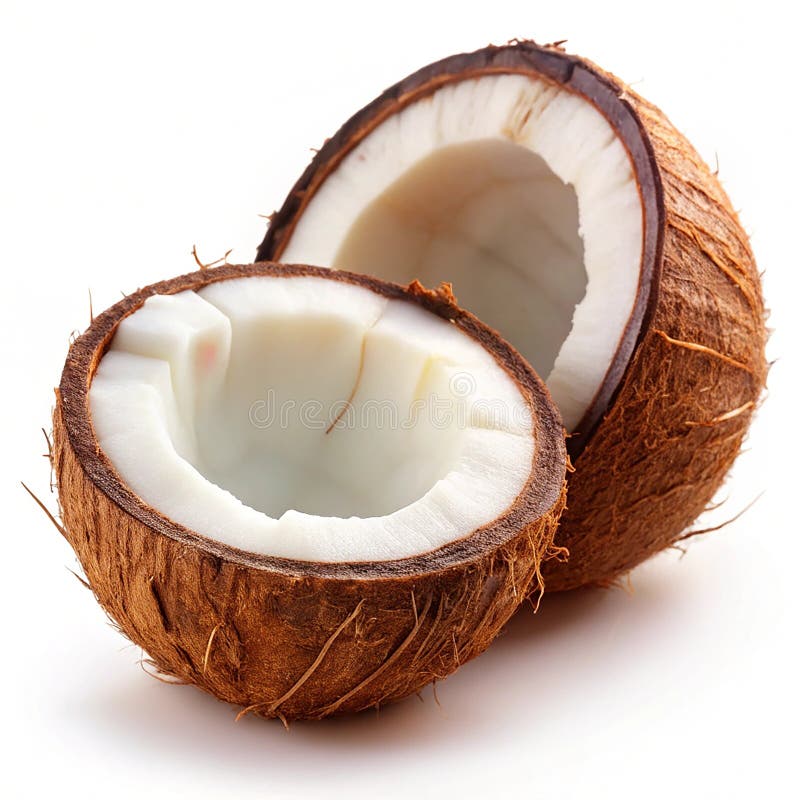 "Coconut Slice with Shell on White Background Stock Illustration ...