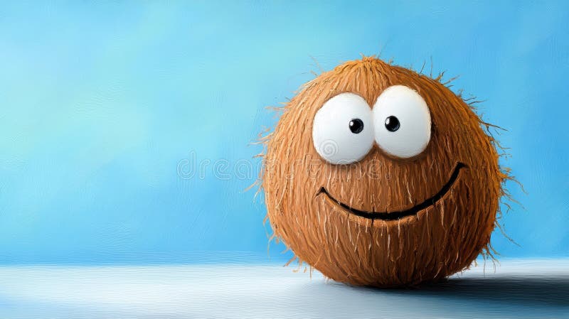 A Coconut with a Smiley Face on it S Head, AI Stock Photo - Image of ...