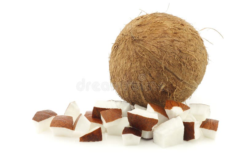 Coconut and Some Cut Pieces Stock Image - Image of brown, coconut: 41100611