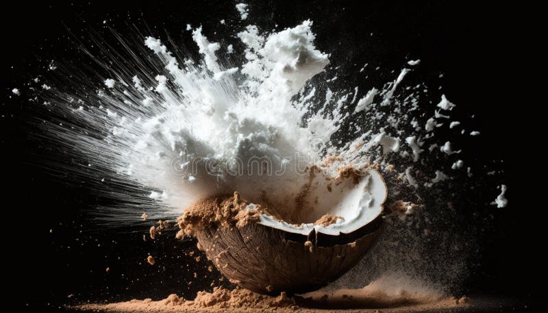 Coconut, Splash of Bright Colors, Generative Ai Stock Illustration ...