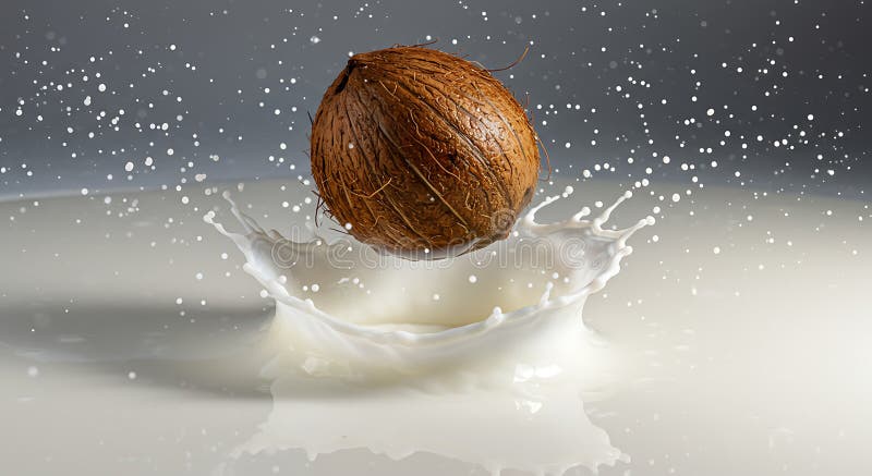 Coconut Splash: a Serene Study in Creamy White and Brown Stock Photo ...