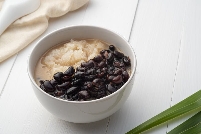 Coconut Sticky Rice with Coconut Black Bean Soup Stock Image - Image of ...