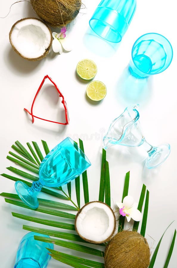 Coconut Summertime Entertaining Theme Flat Lay Creative Layout Overhead ...