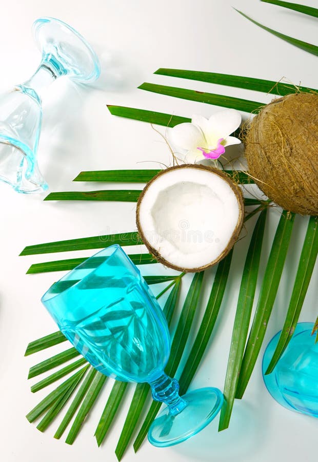 Coconut Summertime Entertaining Theme Flat Lay Creative Layout Overhead ...