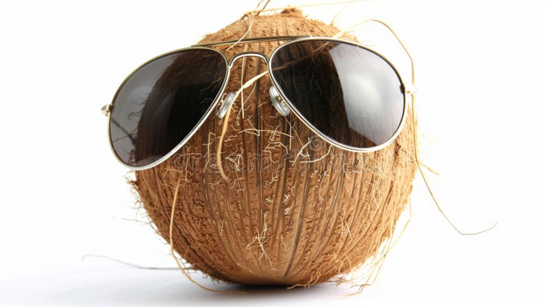 Coconut with Sunglasses Showcasing Tropical Vacation Vibes. Stock Image ...