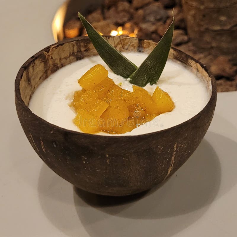 Coconut Sweet Dessert with Mango, Coconut Bowl Stock Photo - Image of ...