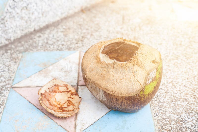 Coconut on table stock image. Image of smoothie, tropical - 70177395