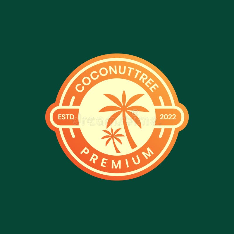Coconut Tree Beach Circle Badge Sticker Logo Design Vector Icon ...