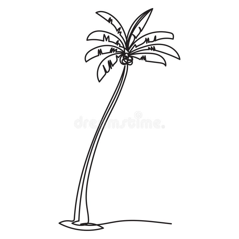 Coconut Tree Continuous Line Drawing. Vector Illustration Isolated ...
