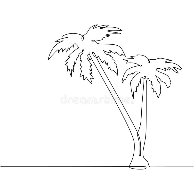 Coconut Tree Continuous One Line Drawing Stock Vector - Illustration of ...
