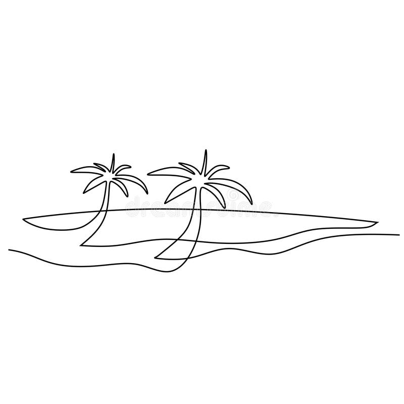 Coconut Tree Continuous One Line Drawing Stock Vector - Illustration of ...