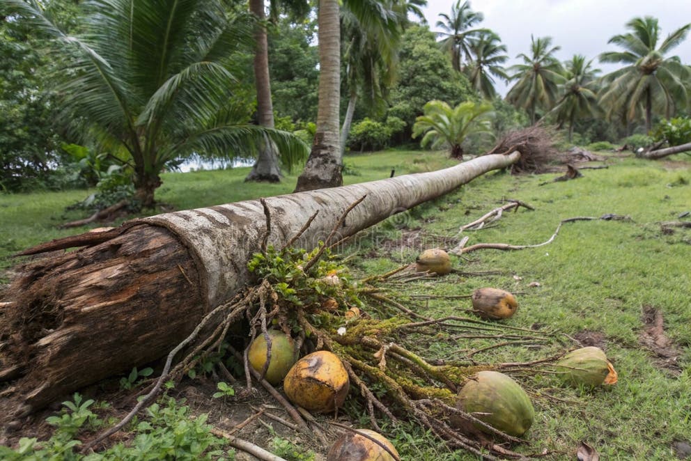 Coconut Tree that Had Long Fallen and Rotted Stock Illustration ...