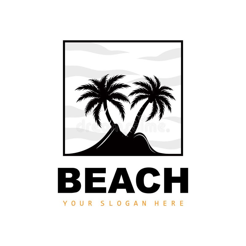 Coconut Tree Logo with Beach Atmosphere, Beach Plant Vector, Sunset ...