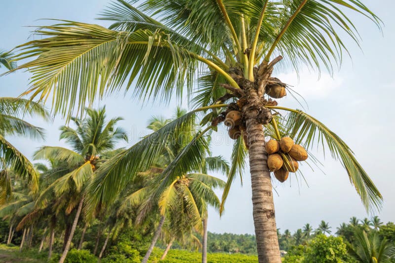 Coconut Tree with Ripe Coconuts Stock Illustration - Illustration of ...