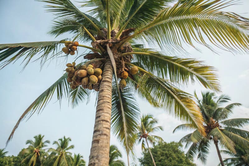 Coconut Tree with Ripe Coconuts Stock Illustration - Illustration of ...