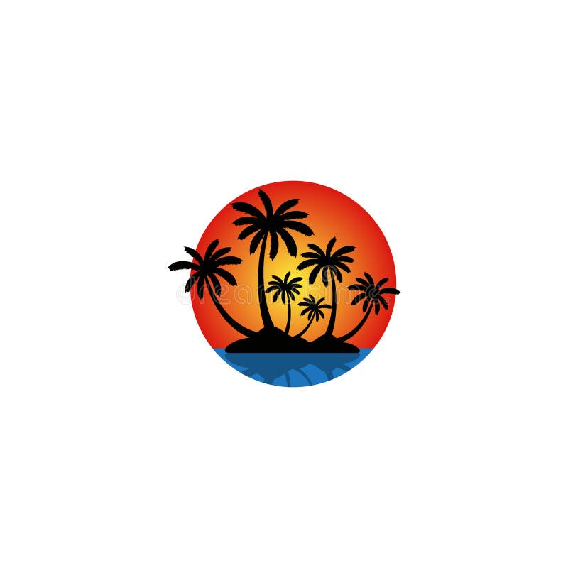 Coconut Tree and Sunset Vector Illustration for Icon,symbol or Logo ...