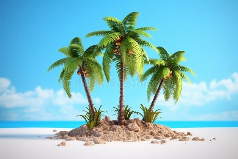 Coconut Trees on Blue Beach Sand Background. Generative AI Stock ...