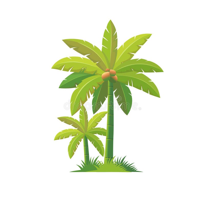 Coconut Trees Cartoon Style, Vector Stock Vector - Illustration of ...