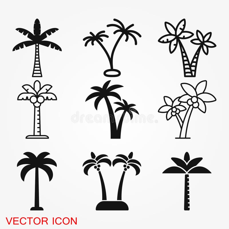 Coconut Trees Icon Vector Sign Symbol for Design Stock Vector ...