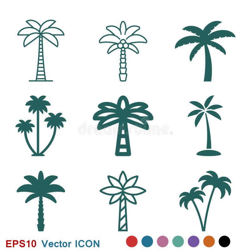 Coconut Trees Icon Vector Sign Symbol for Design Stock Illustration ...