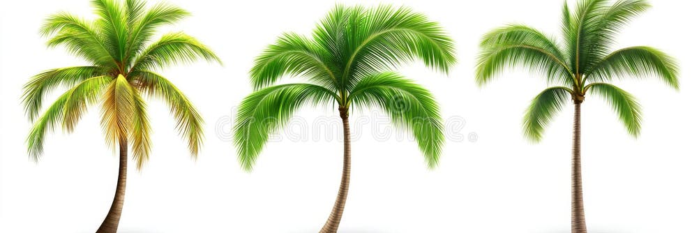 Coconut Trees with Varied Stems, Isolated on a Transparent Backdrop ...