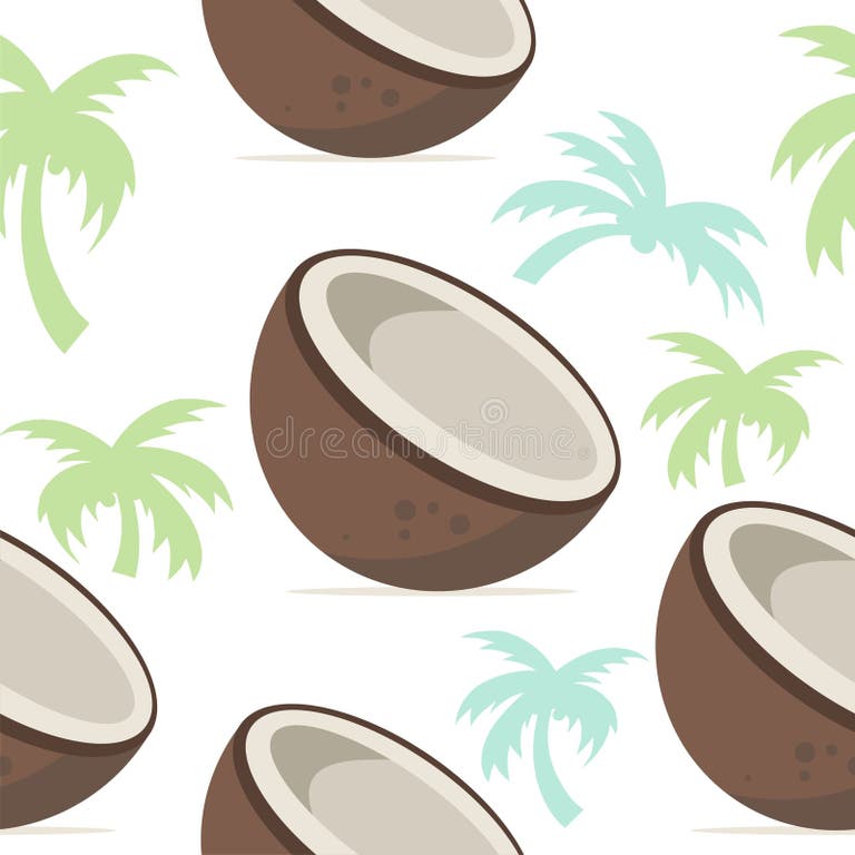 Coconut Tropical Seamless Pattern Design Stock Vector - Illustration of ...