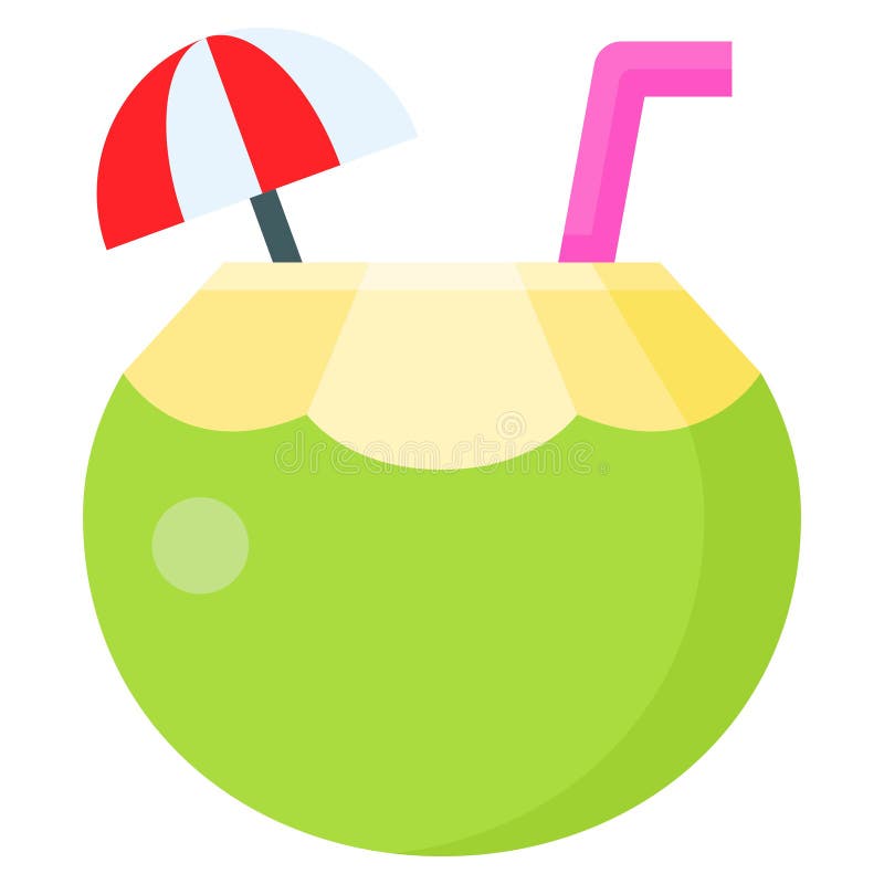 Coconut Water Icon, Beverage Flat Vector Illustration Stock Vector ...