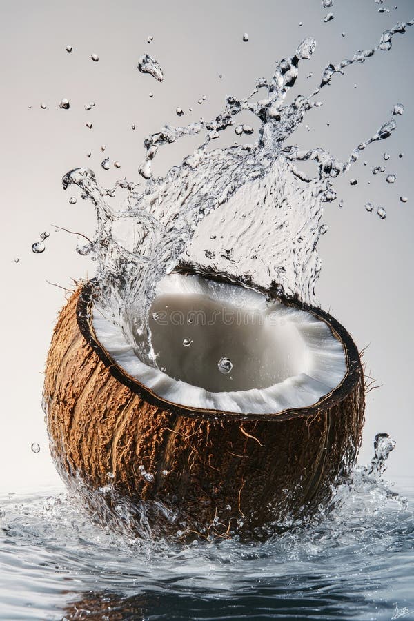 Coconut in water stock image. Image of island, splash - 375230263